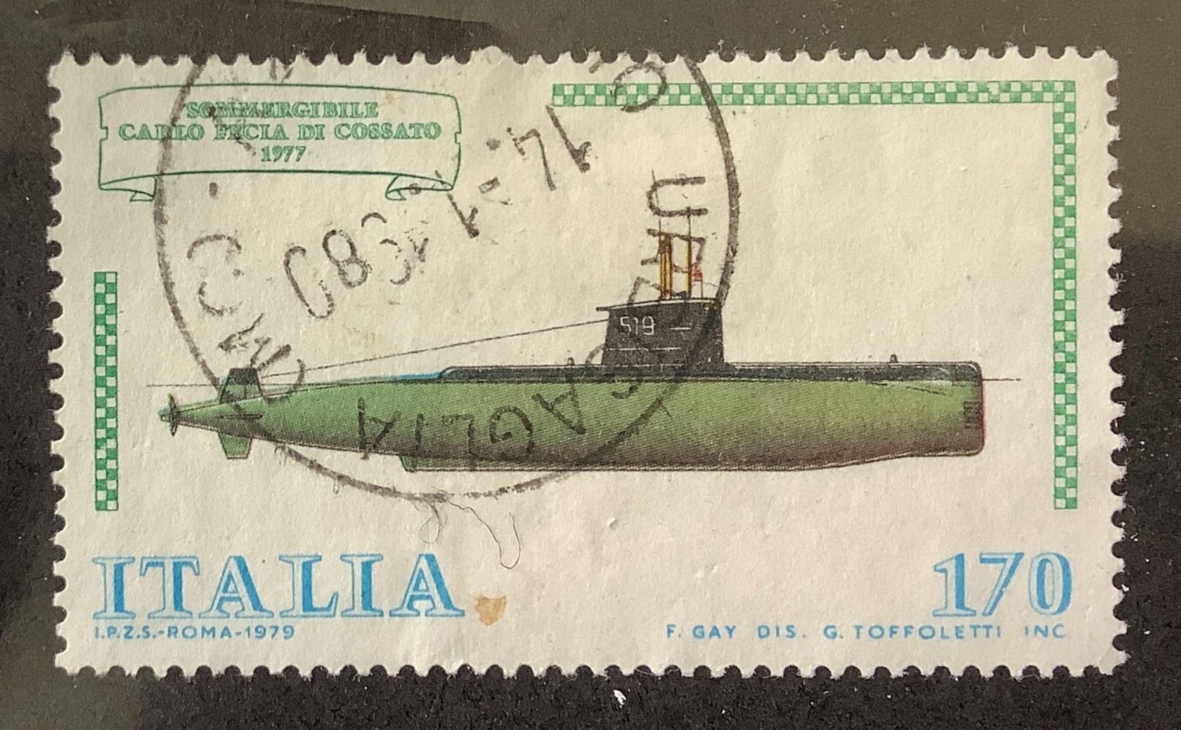 Italy 1979 Scott 1383 used - 170 L, Ship, Carlo Fecia di Cossato ...