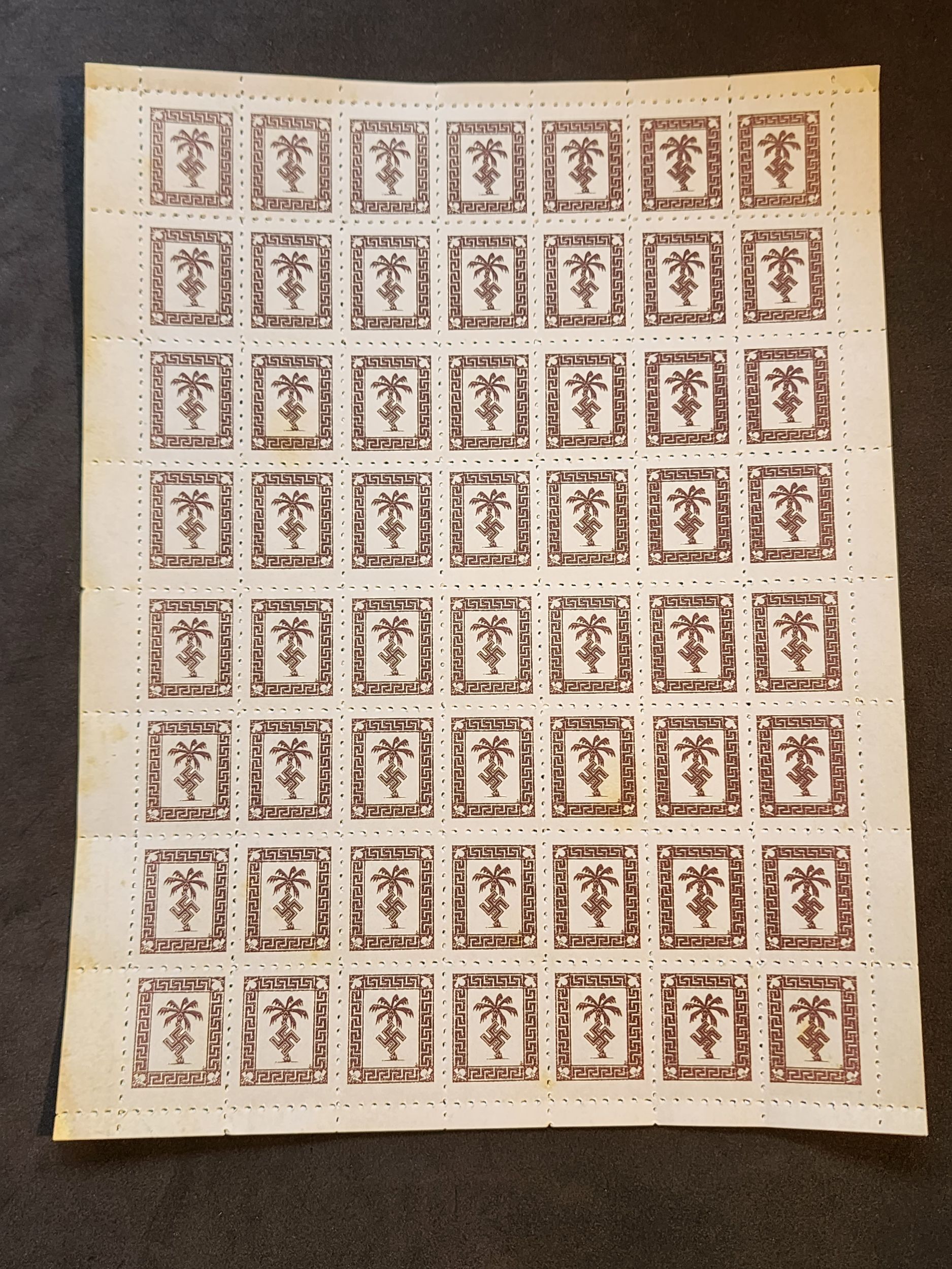 Nazi Germany Third Reich Afrika Korps Palm Tree Feldpost stamp sheet ...