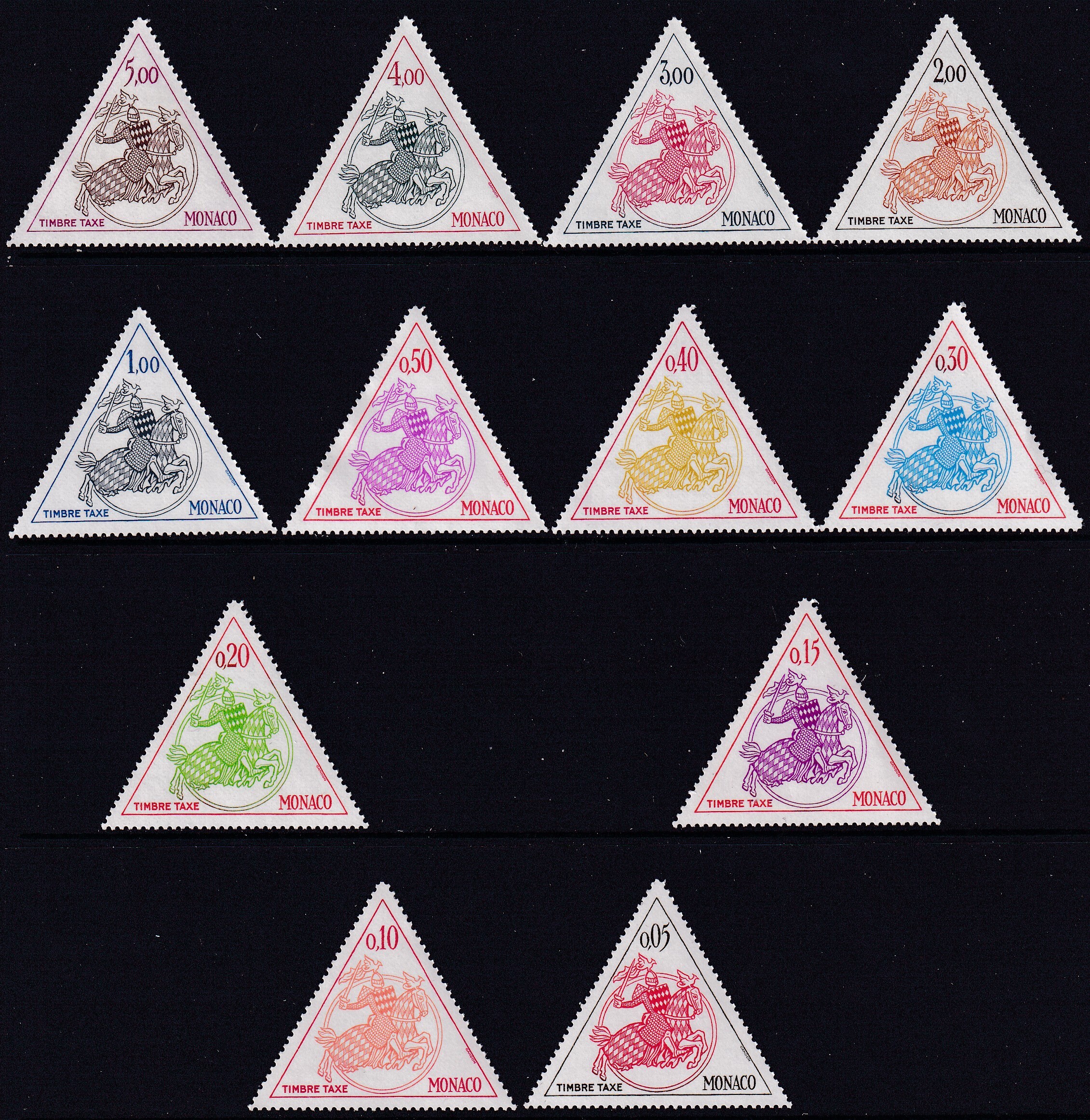 Sc# J65 / J76 Monaco 1980-83 triangle postage due complete MNH set CV ...