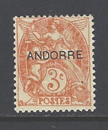 Andorra - french admin Sc # 3 mint hinged (DDT) | Europe - France ...