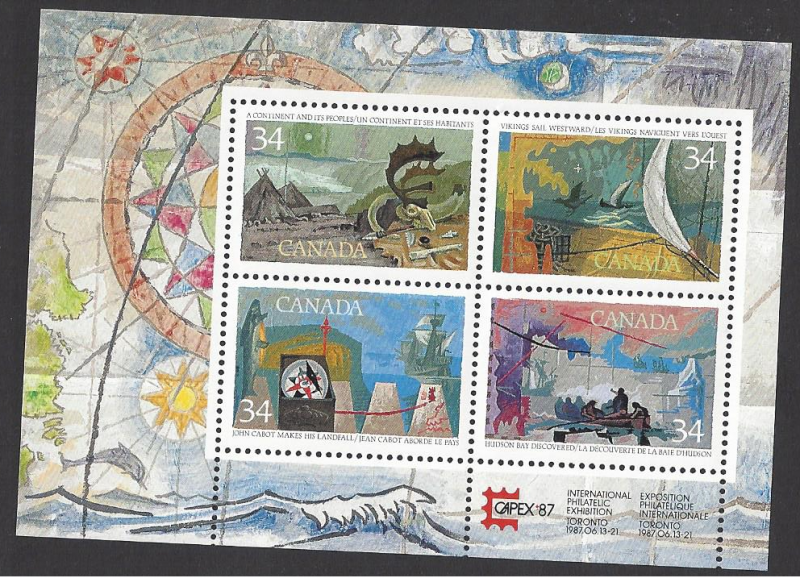 Canada #1107b MNH ss, CAPEX 87, Exploration of Canada, issued 1986 ...