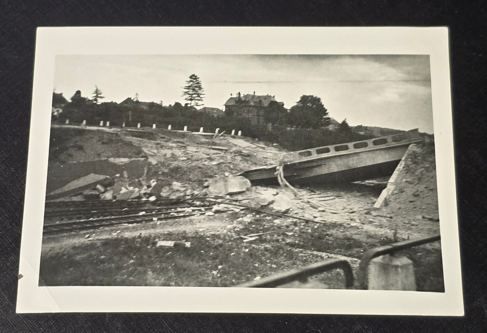 BLOWN UP RAILWAY TRAIN BRIDGE 1940 MULHOUSE FRANCE WWII German Military ...