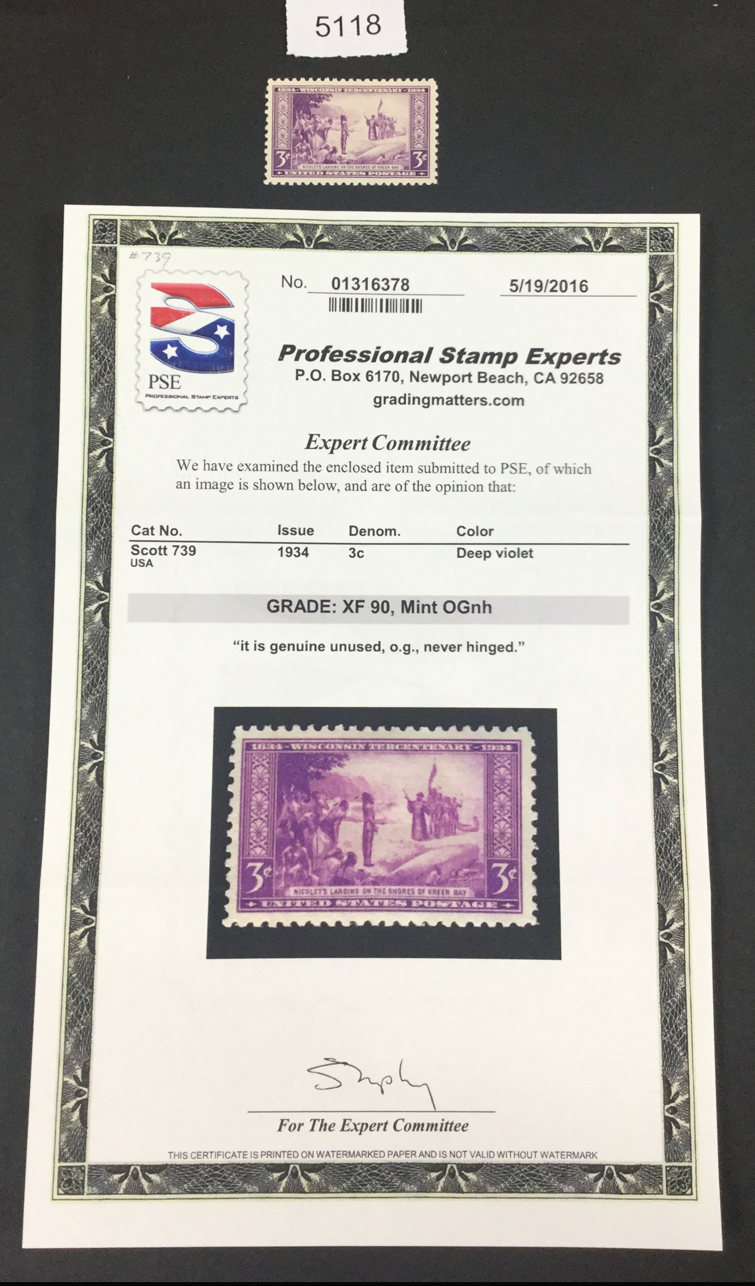 US Stamps #739 Mint OG NH *Pse Graded Xf-90 Cert* LOT #5118 | United ...