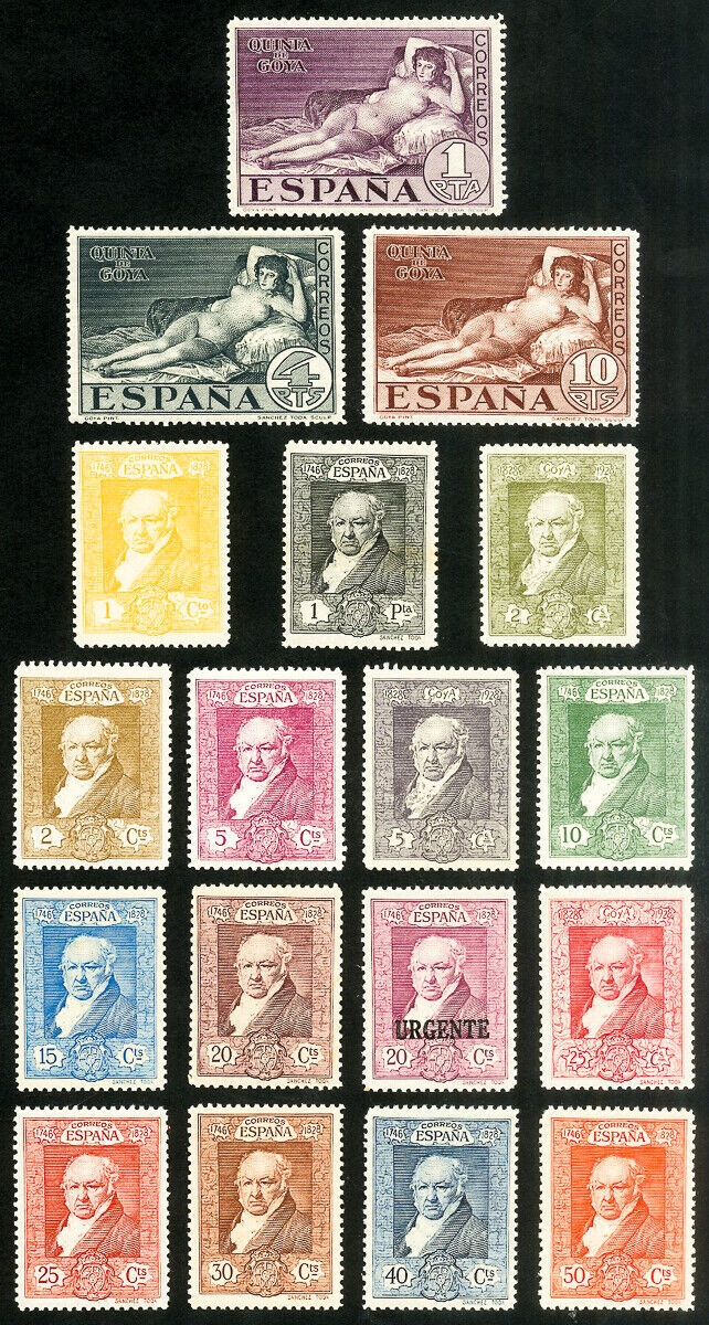 Spain Stamps MVLH Goya Set Of 18 Values Complete First Nude Painting ...