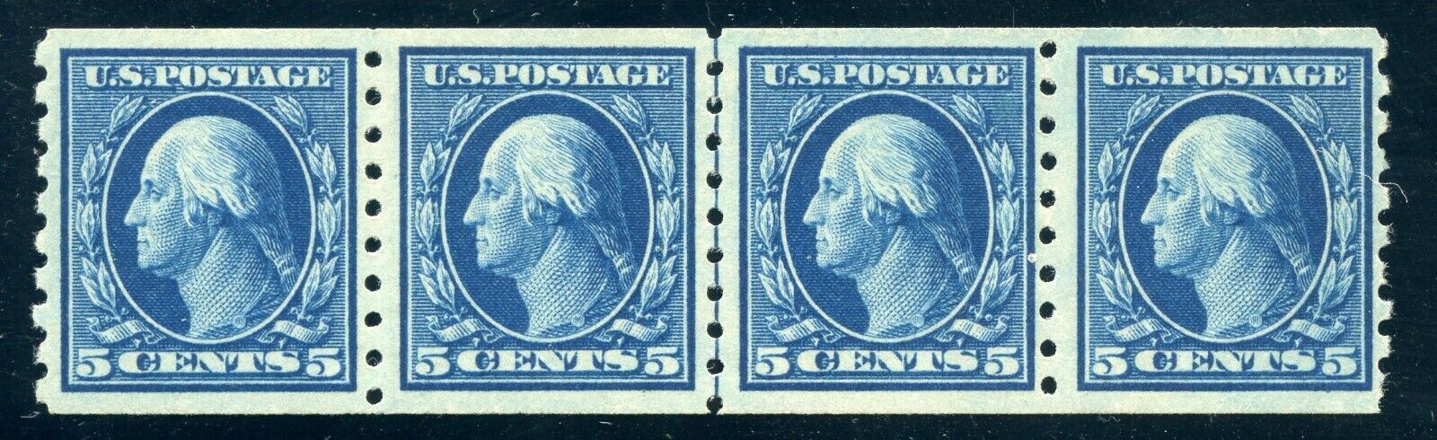 US Scott #396 Line Strip of 4 Mint-F-Vf-Og-Nh W/ Crowe Cert (5/11/21 GP ...