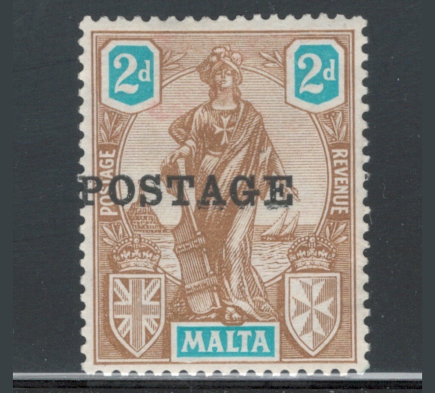 Malta 1926 Britannia & "Malta" Postage Overprint 2p Scott # 120 MH ...