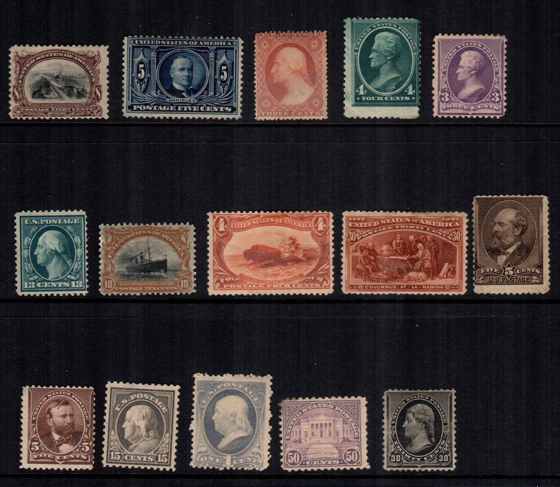 US 15 MH stamps cat $1685.00 faults | United States, General Issue ...