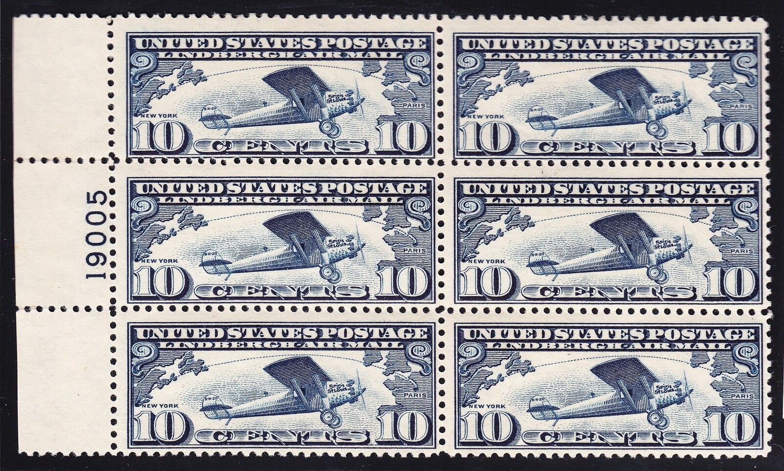US C10 10c Airmail Plate Block of 6 VF OG H SCV $90 | United States ...