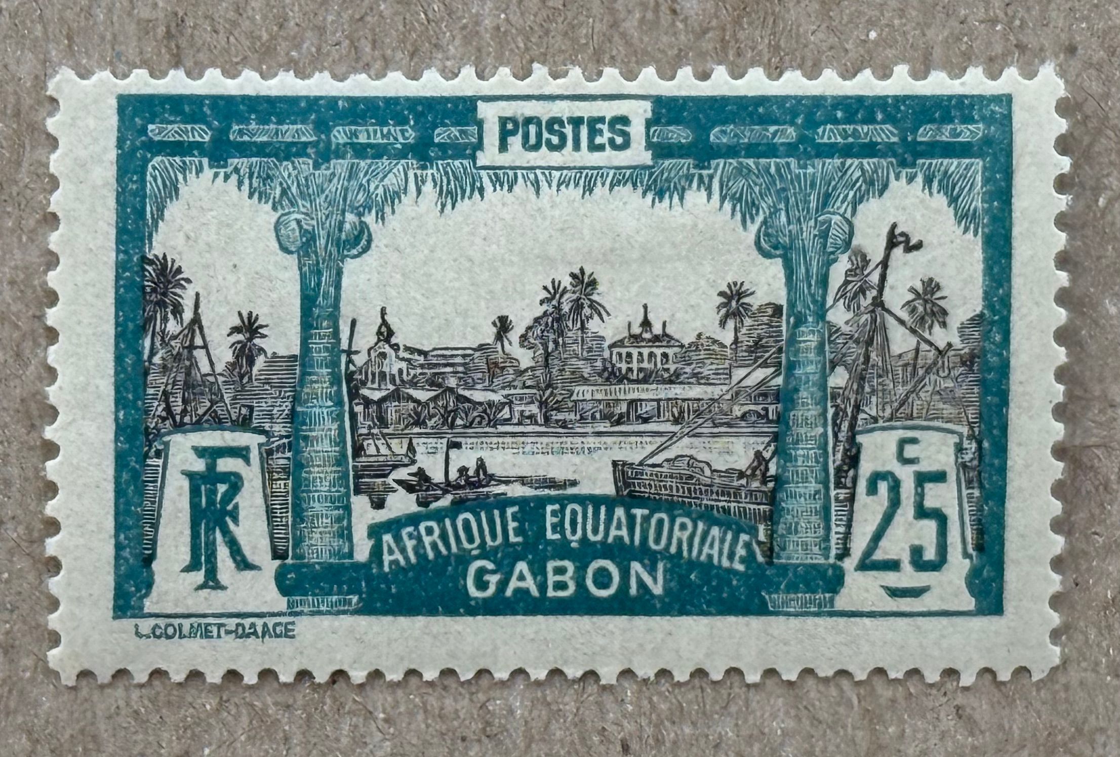 Gabon 1922 25c prussian blue Libreville, unused. Scott 59, CV $1.60 ...