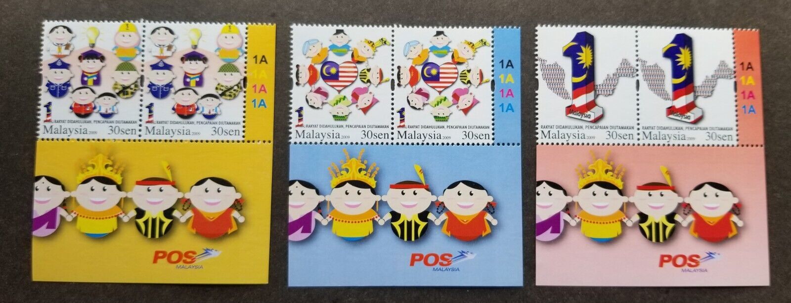 *FREE SHIP 1 Malaysia 2009 Flag Cartoon Unity Costumes Map (stamp logo ...