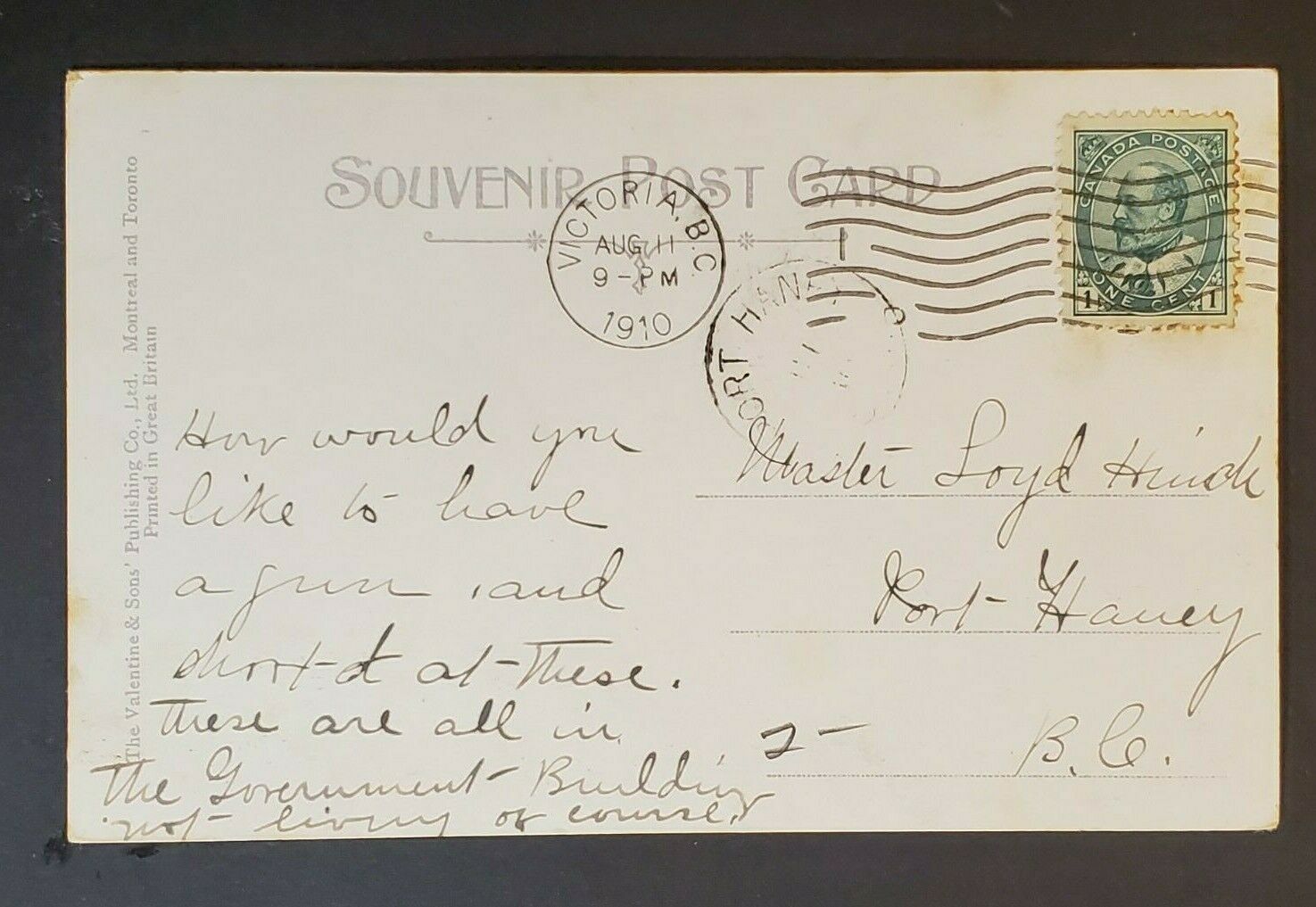 1910 Victoria to Port Haney British Columbia Canada Taxidermy Museum ...