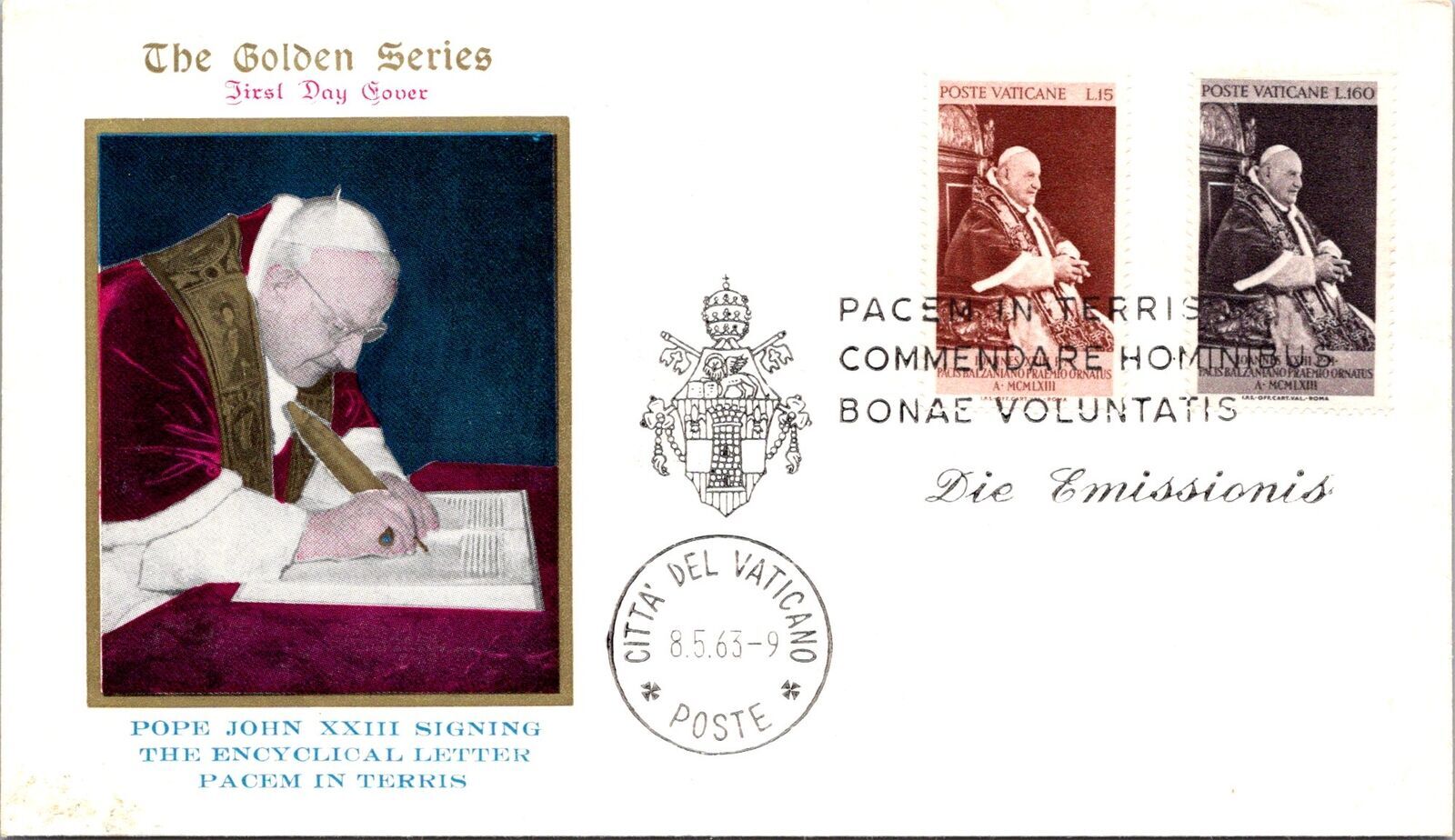 Vatican FDC 1963 - PP John - Encyclical Letter - Golden Series Cachet ...