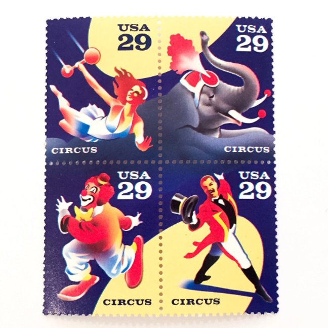 Circus UNused 29 cents 1992 US Postage Stamps - Trapeze - Elephant ...