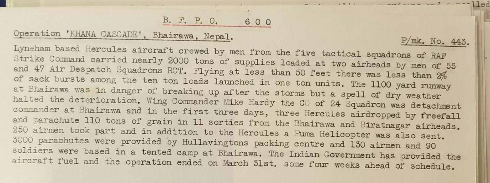 1973 Nepal to England Gurkha Forces Wing Commander Khana Cascade Air ...