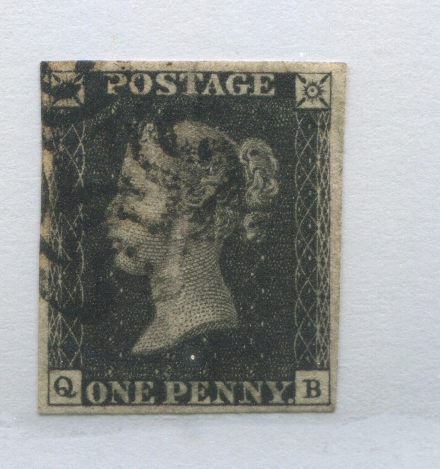 GB 1840 Penny Black lettered QB with 4 large margins | Great Britain ...