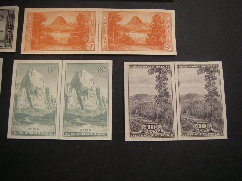 Scott 756 - 765, 1c - 10c IMPERF National Park Pairs w Vertical Line ...