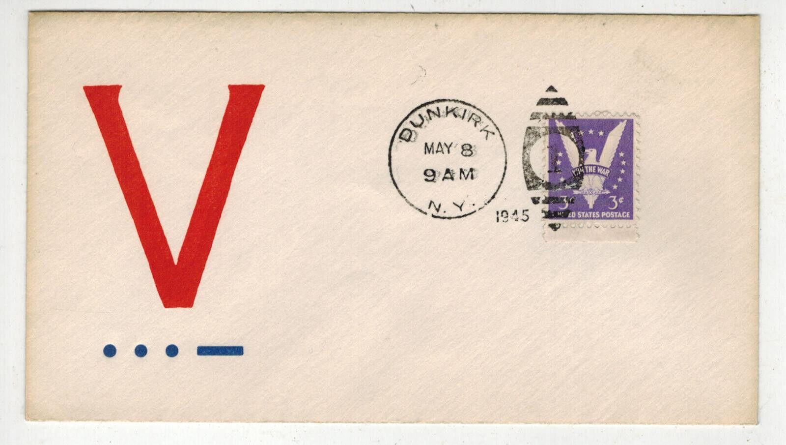 1945 WW2 Patriotic Event Scarce V for Victory Dunkirk NY VE DAY 5/8/45 ...