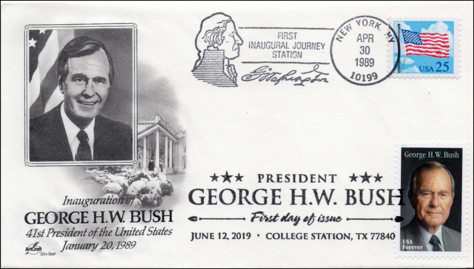 Bush15, 1989, George H. W. Bush President Inauguration Cover, New York ...