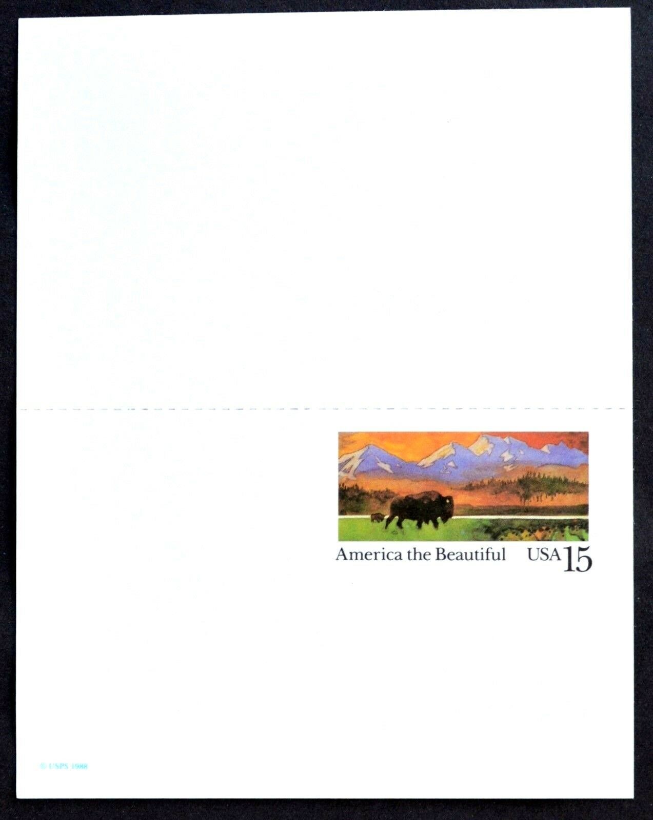 1988 US Sc. #UY39 mint 15 cent postal reply card, fluorescent stock ...