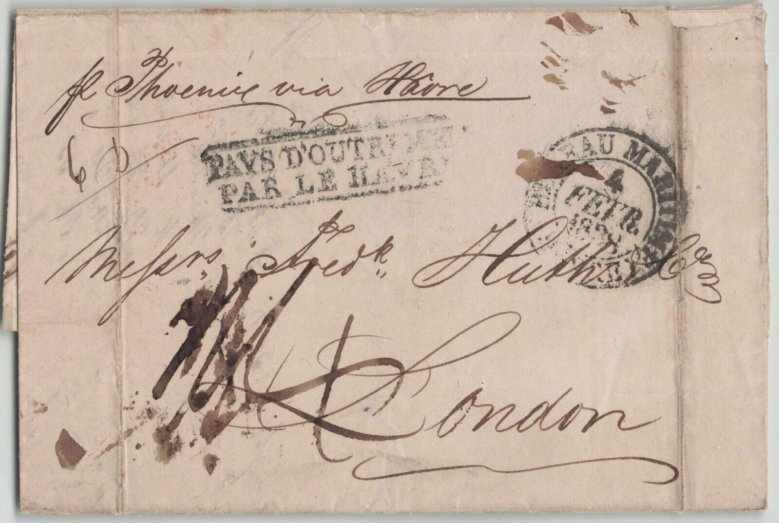 Argentina 1837 Buenos Aires to London Ship Letter Stampless Letter SFL ...