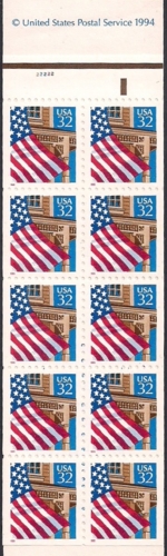 #2916A 32 cents Flag over Porch, Booklet mint OG NH XF | United States ...