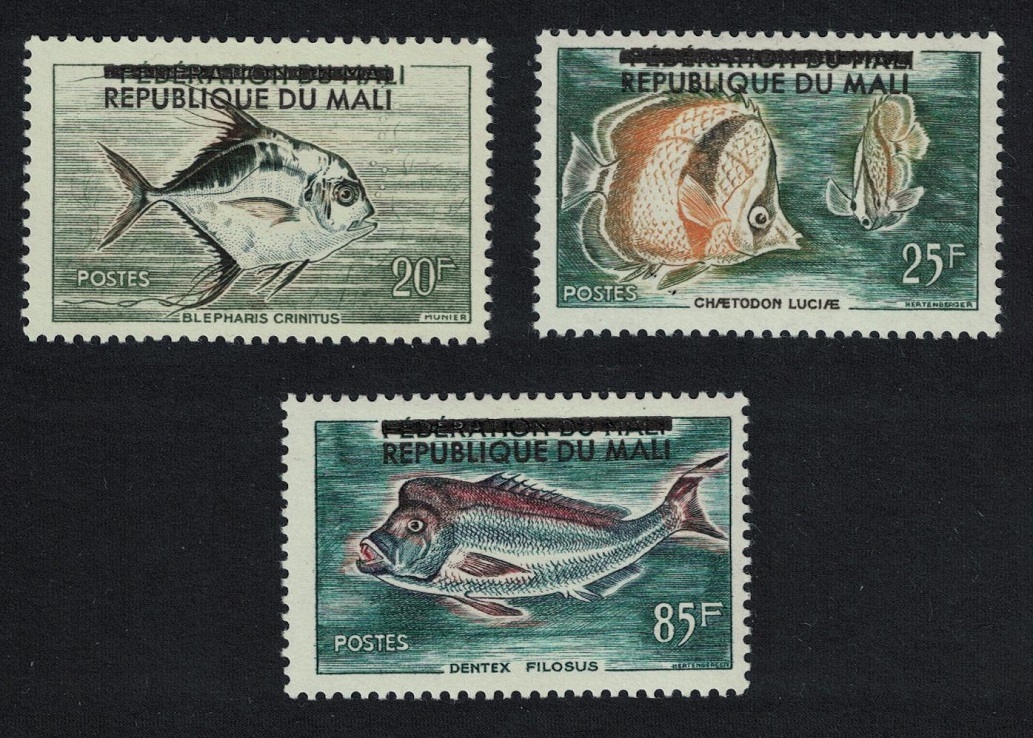 Mali Fish Ovpted 'REPUBLIQUE DU MALI' 3v 1960 MNH SG#14-16 | Africa ...