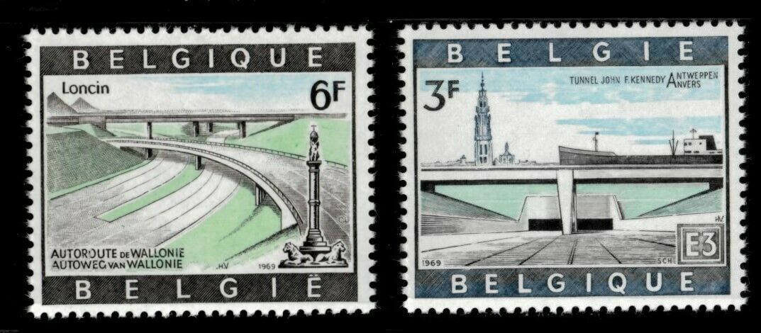Belgium 1969 - JFK Tunnel, Wallonia Autoroute - Set of 2v - Scott 729 ...