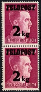 1944 Germany 40 Pfennig Parcel Post 2 kg Feldpost Adolf Hitler Pair ...