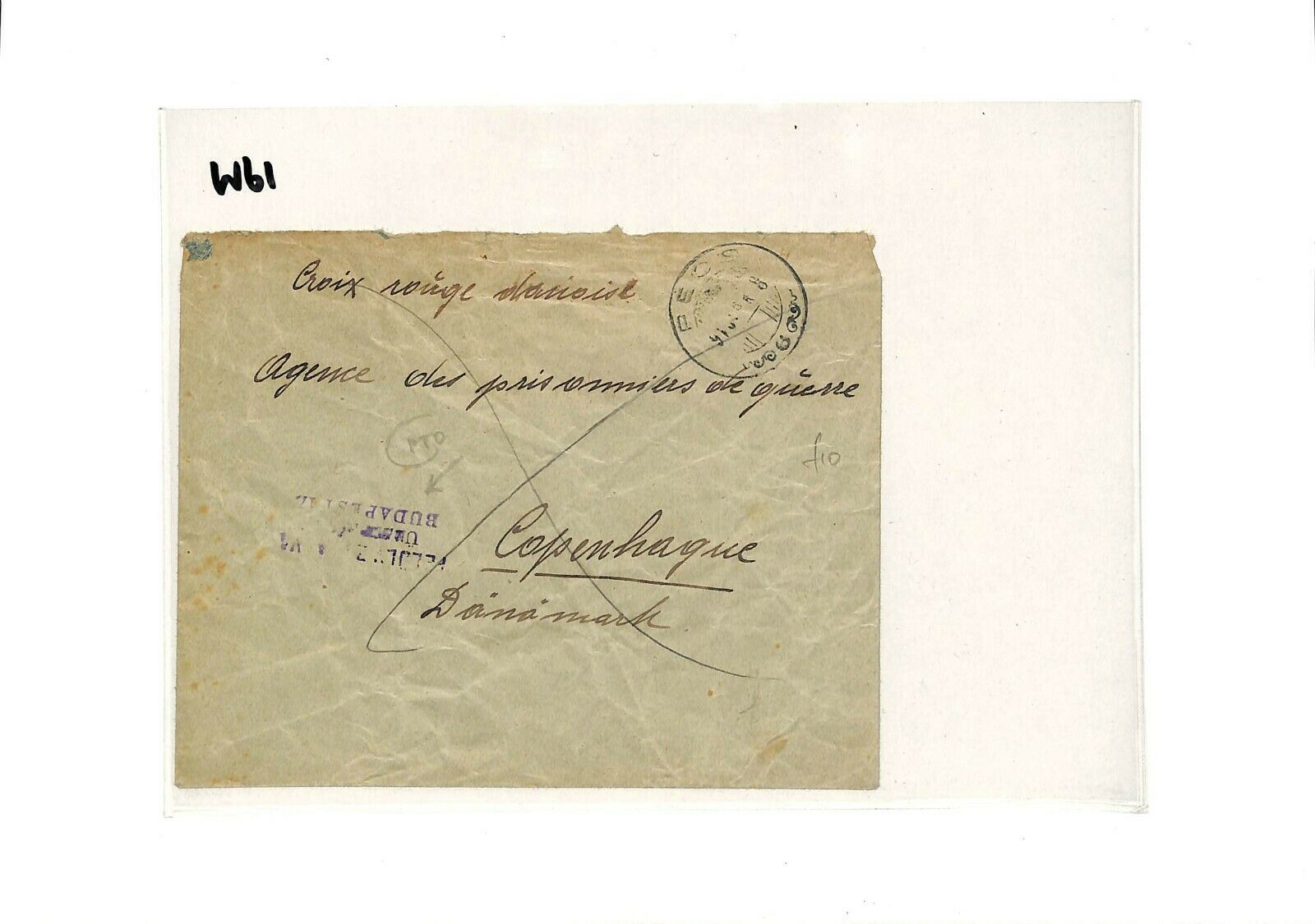 HUNGARY Cover WW1 Pecs Military POW RED CROSS Denmark 1916 CENSOR Label ...
