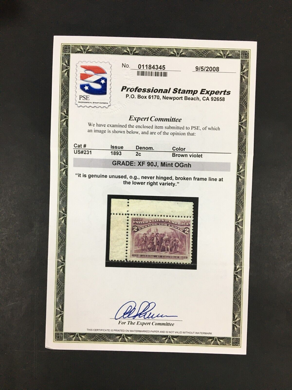 US Stamps #231 Mint OG NH PSE Graded XF-90J LOT #87950 | United States ...