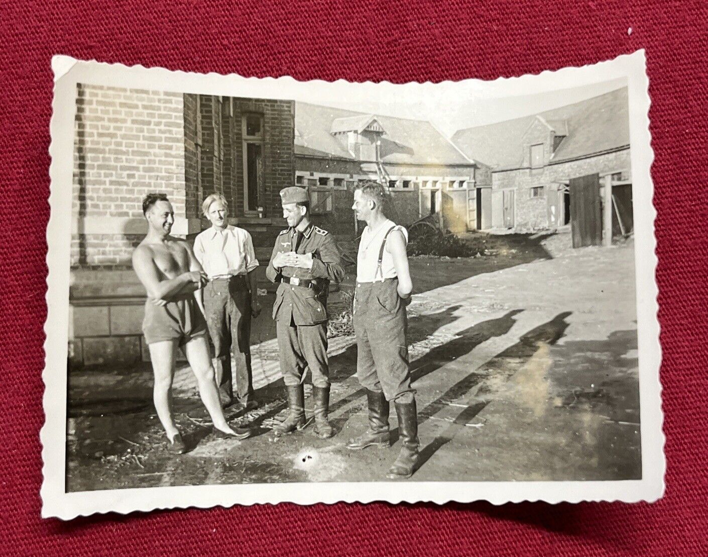 WW2 WWII Original German Military wartime Photo Half Naked Soldier With ...