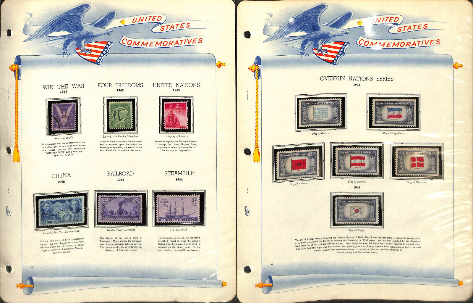 United States Stamp Collection on 59 White Ace Pages 1942-57 Mint ...