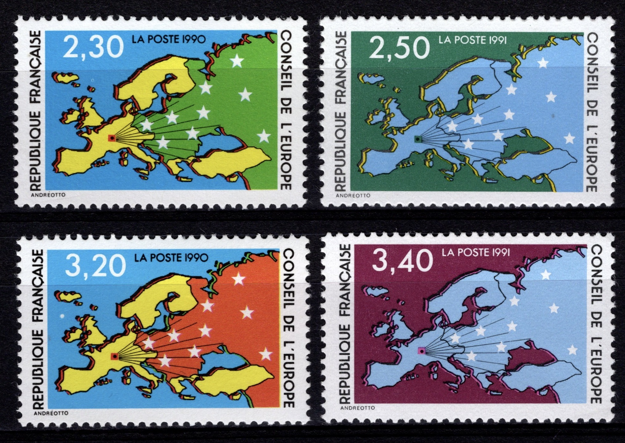 Council of Europe 1990 Map of Europe, Set [Mint] | Europe - France ...