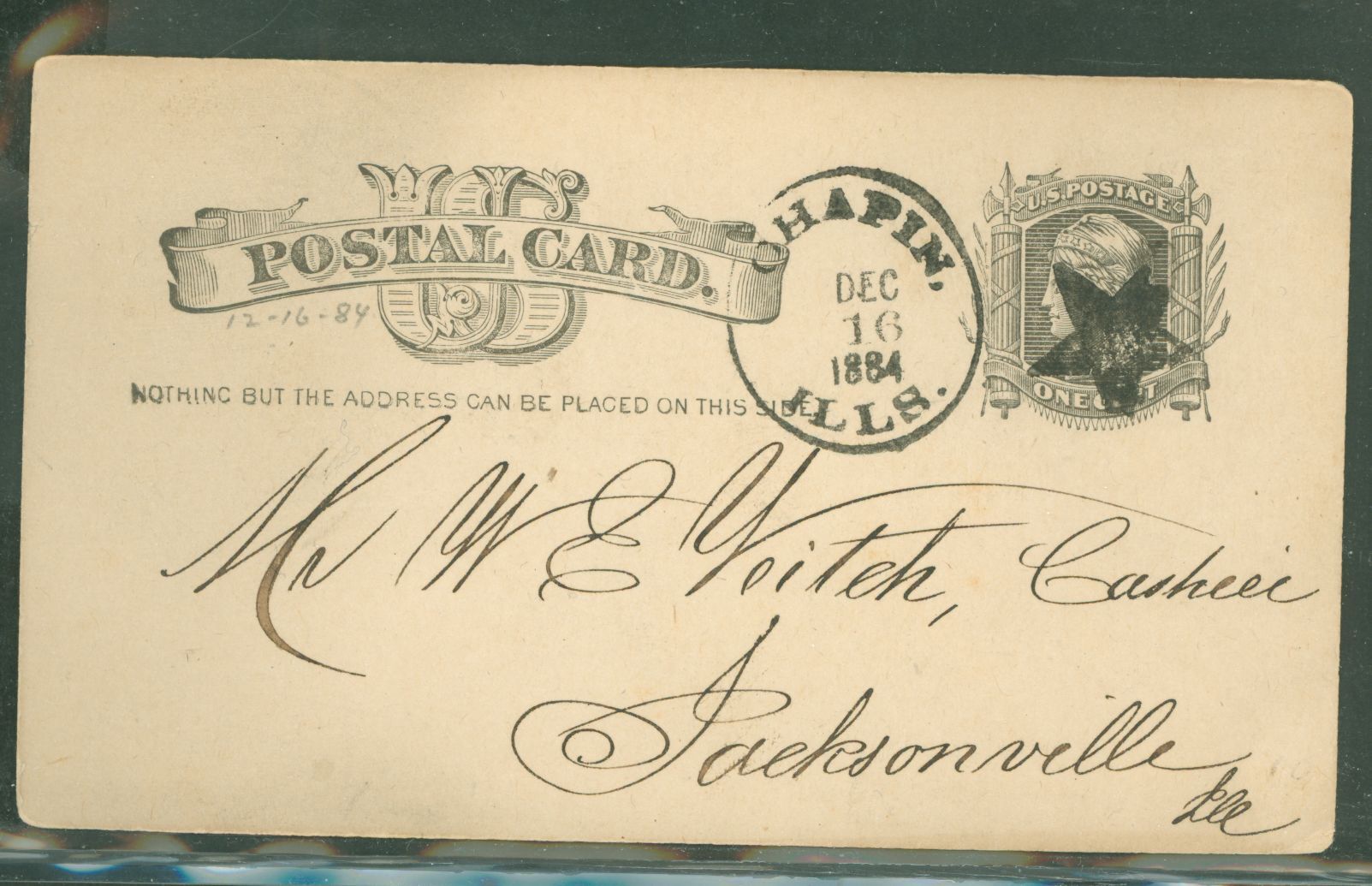 US UX7 Postal card postmarked Chapin, Ills with star fancy cancel ...