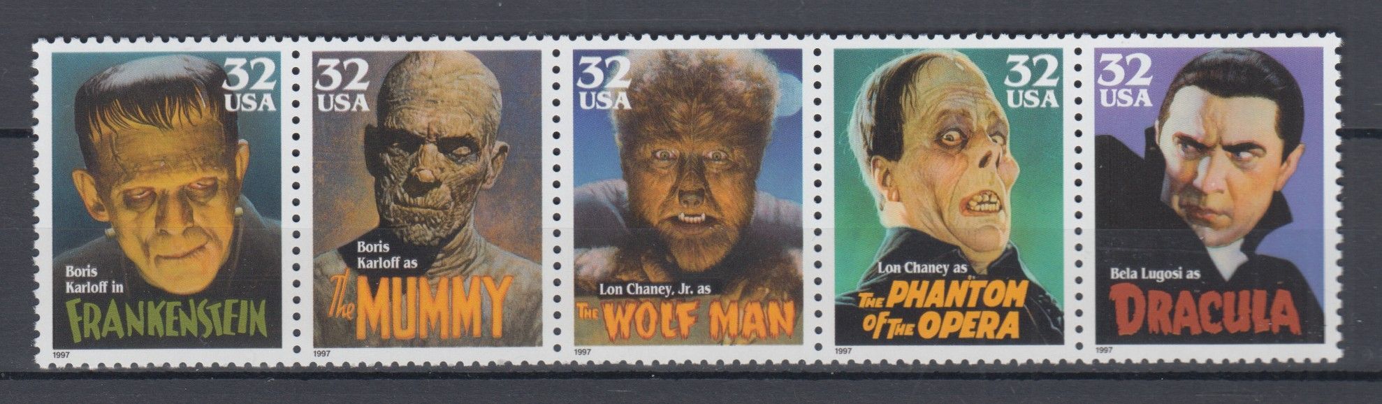 (B) USA #3172a Classic Movie Monsters Strip of 5 MNH | United States ...