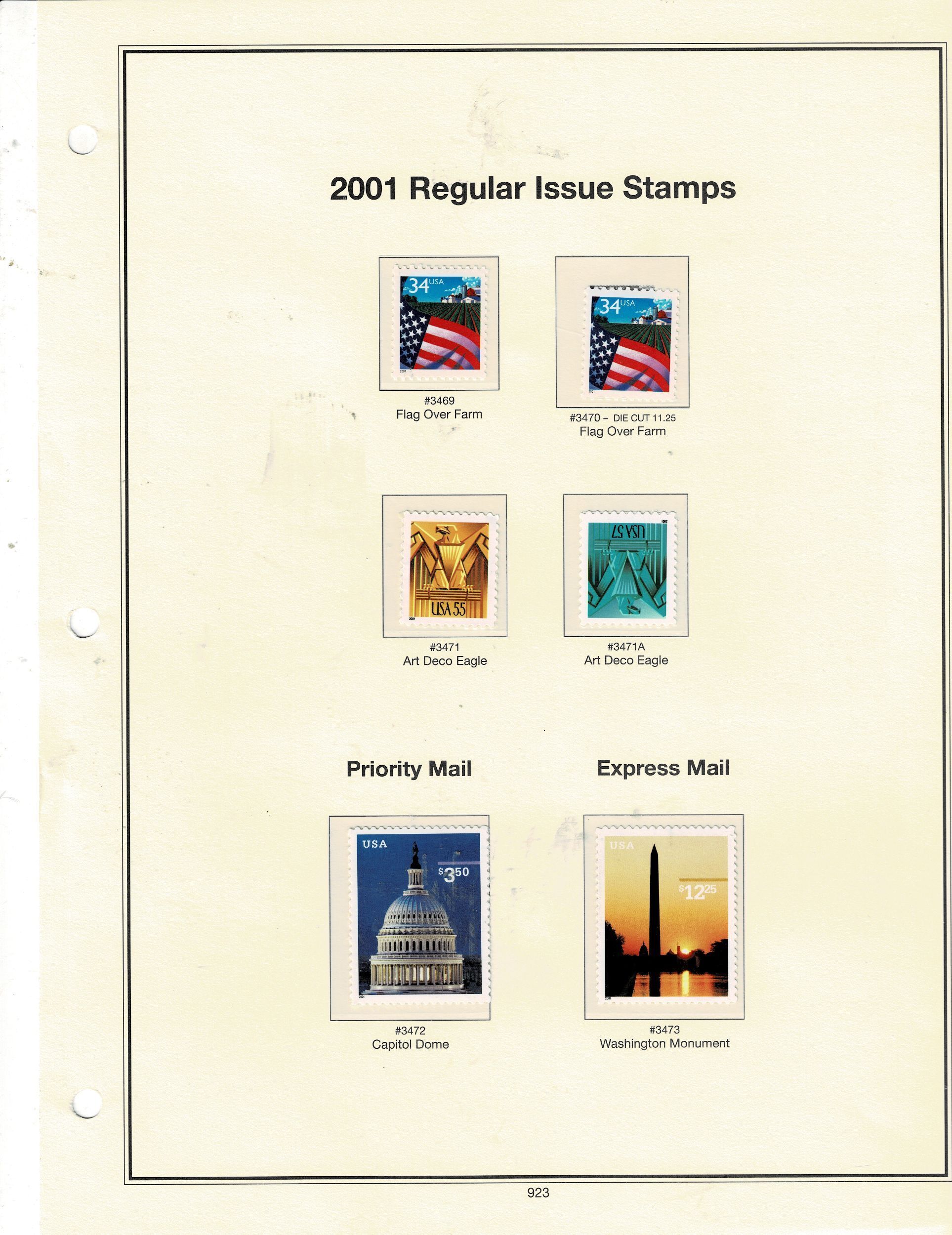2001 Regular Issue Stamps 34c to $12.25 US Postage Singles #3469-73 VF ...