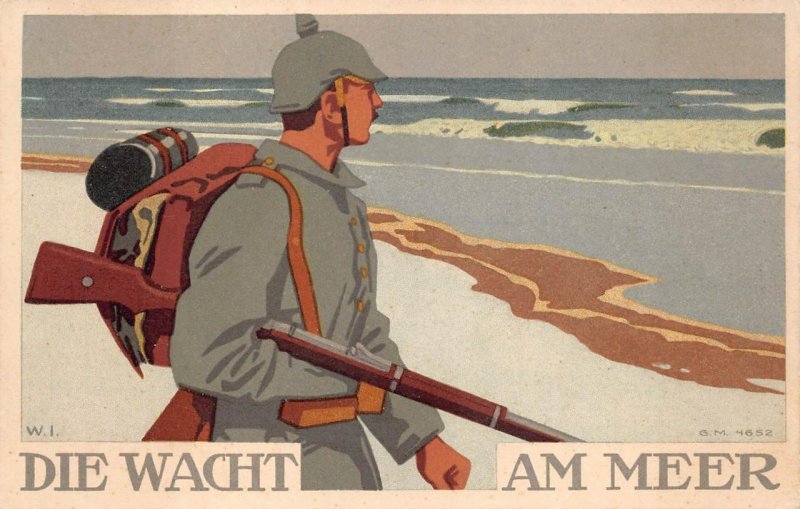 Soldier GUN Beach Germany WW1 Military Postcard (C. 1914) | Europe ...