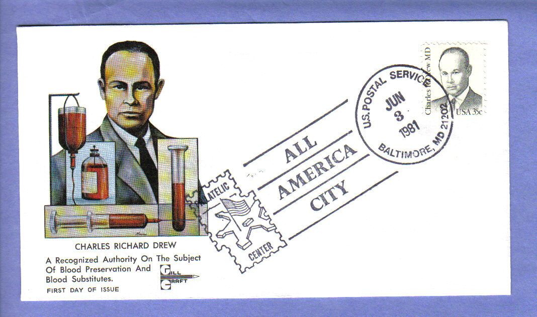 #1865 Charles Drew - Gill Craft Cachet Unofficial Cxl 7 | United States ...