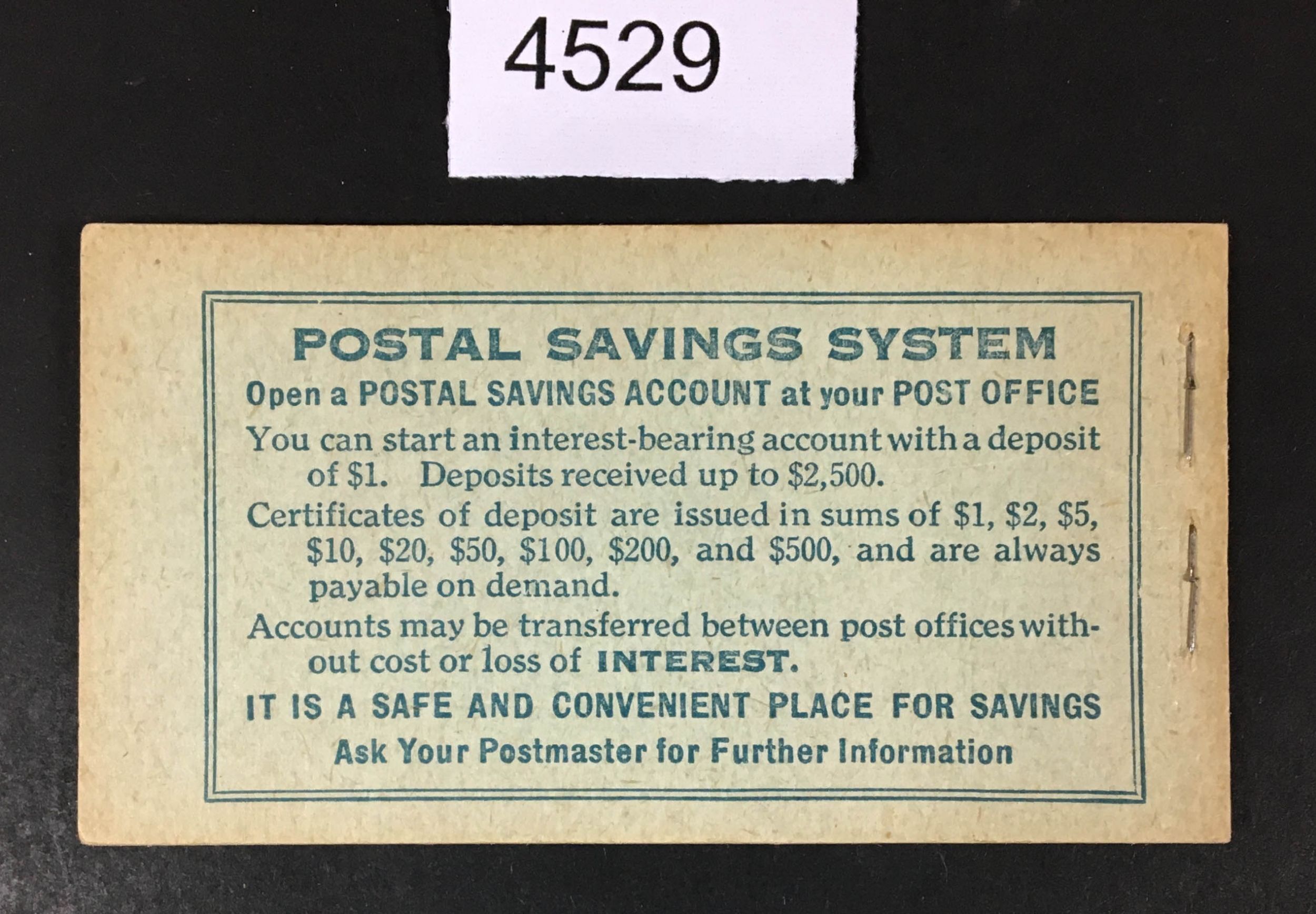 US Stamps # Bk55 Unexploded Booklet Pane POS "A" Mint OG NH LOT #4529 ...