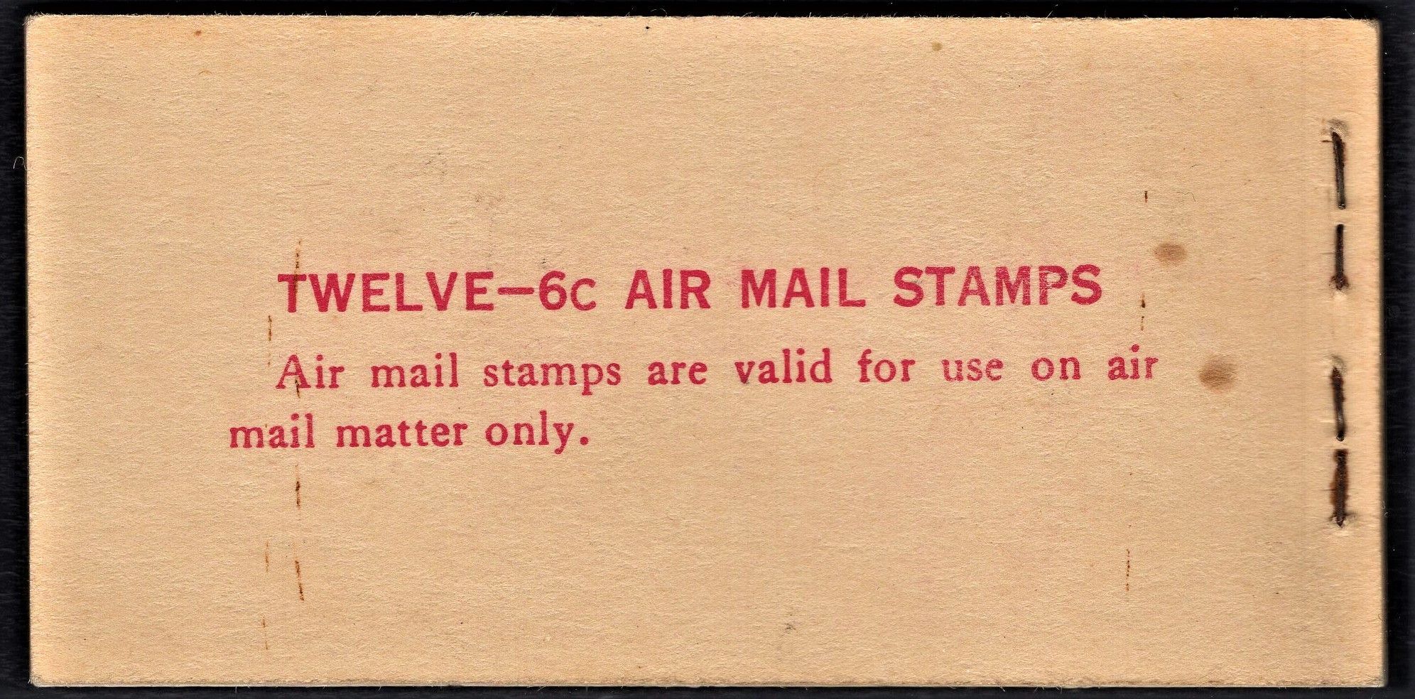 US BKC3 Complete Booklet Six 6-Cent Airmail Stamps SV$16.00 | United ...