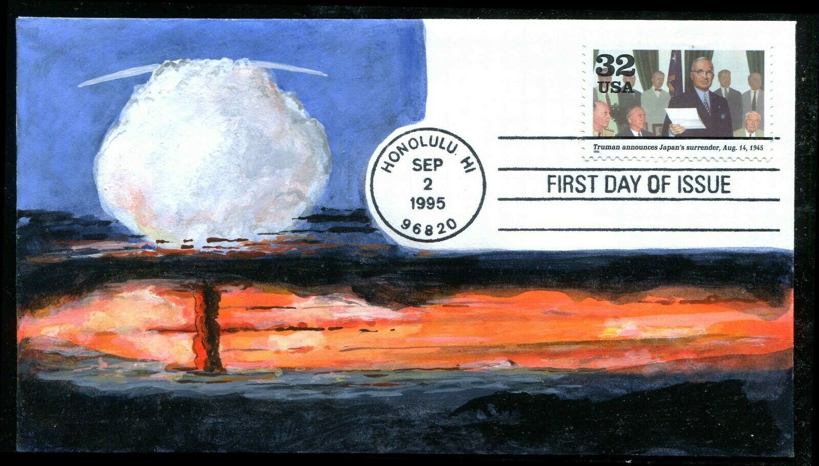 1995 Truman Japan Surrender Hiroshima Nagasaki Hand Painted D. Garrett ...