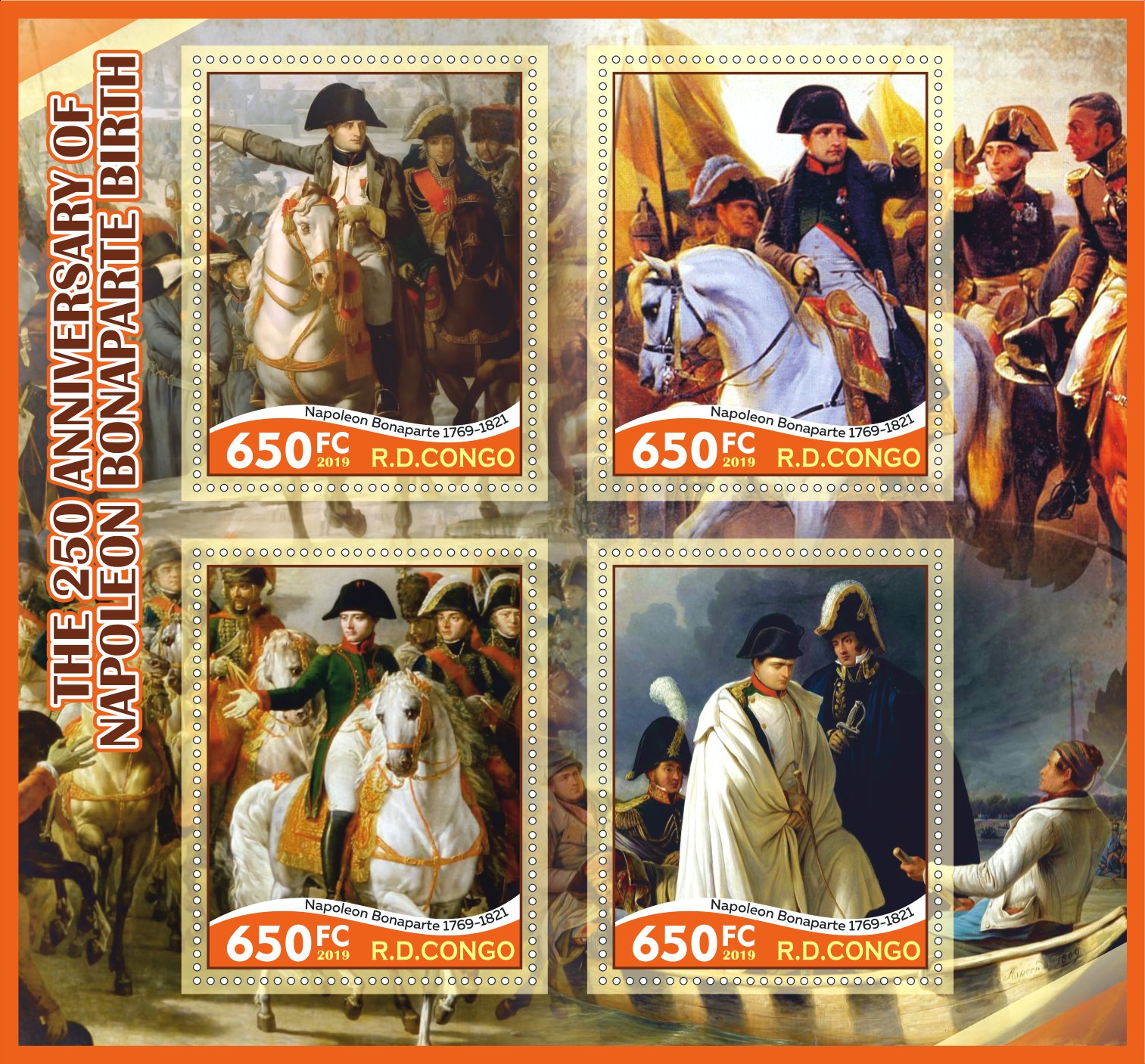 Stamps. Famous people. Napoleon Bonaparte 2019 year 1+1 sheets ...