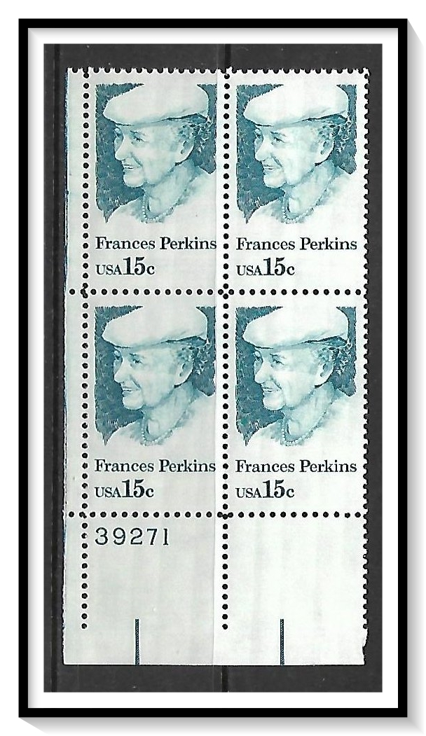 US Plate Block #1821 Frances Perkins MNH | United States, General Issue ...