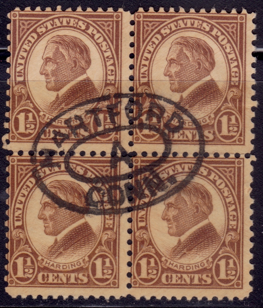 United States, 1925, Warren G. Harding, 1 1/2c, Hartford, Conn, sc#582 ...