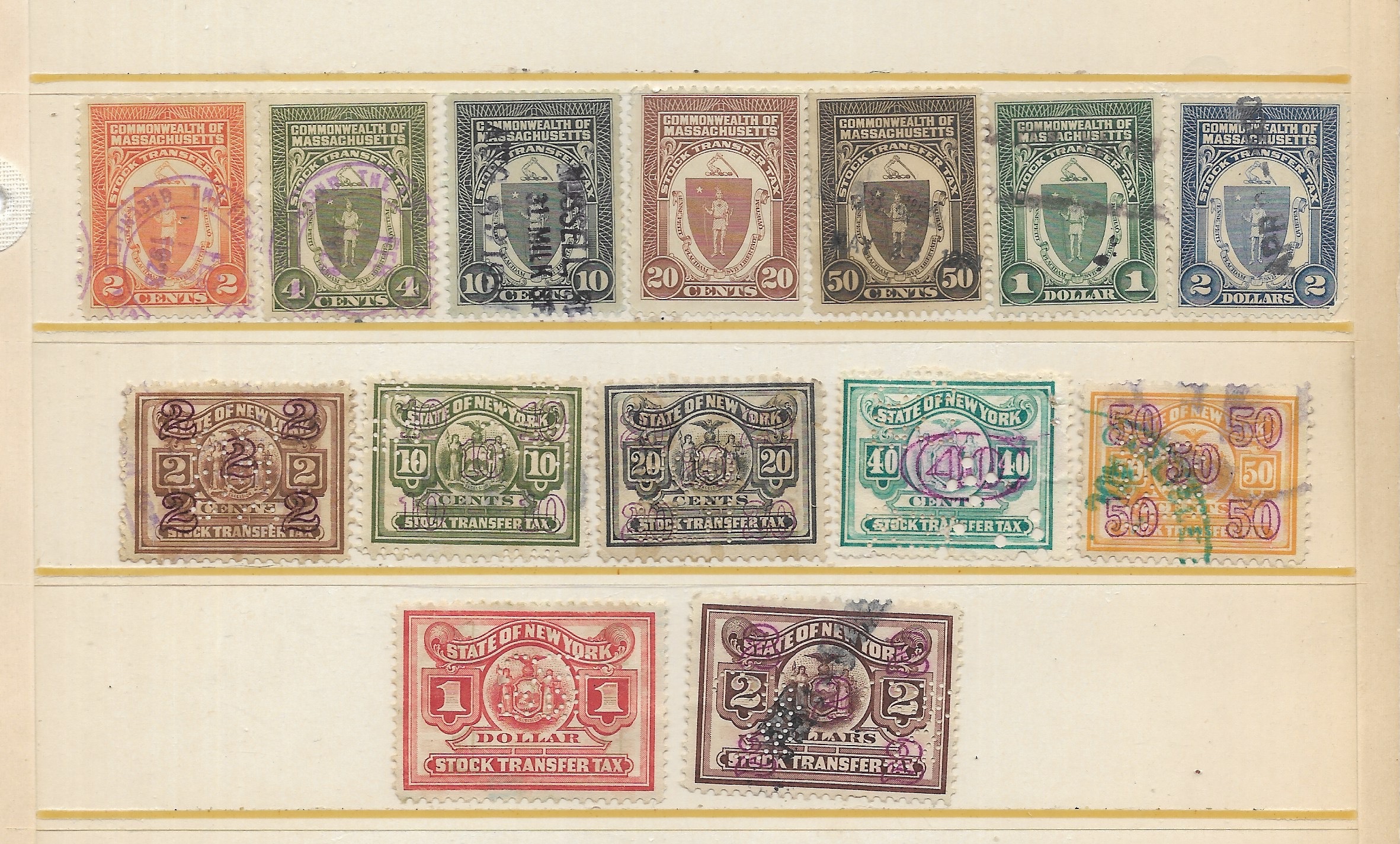 U.S. 14 Different State Stock Transfer Revenue Stamps | United States ...