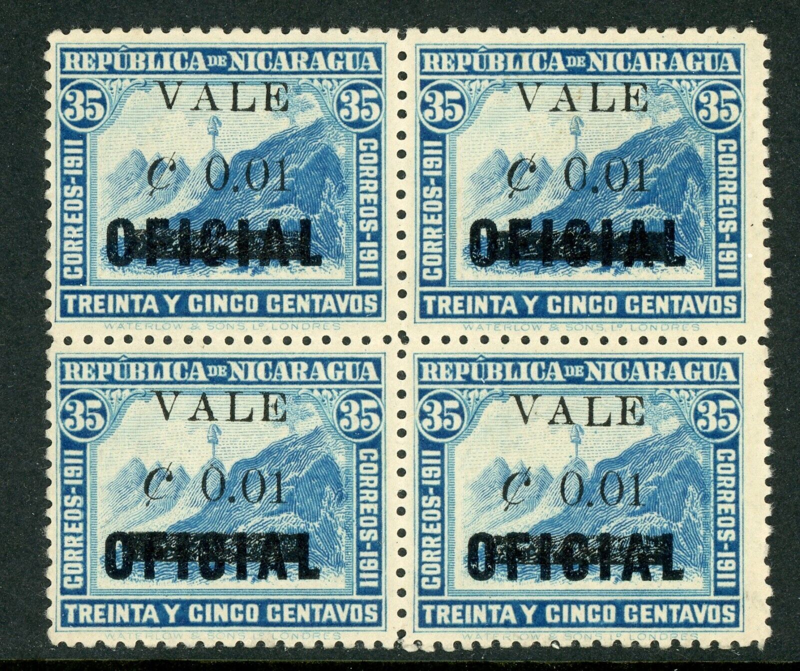 Nicaragua 1914 Liberty Overprint 1¢/35¢ MNH Block H351 | Central ...
