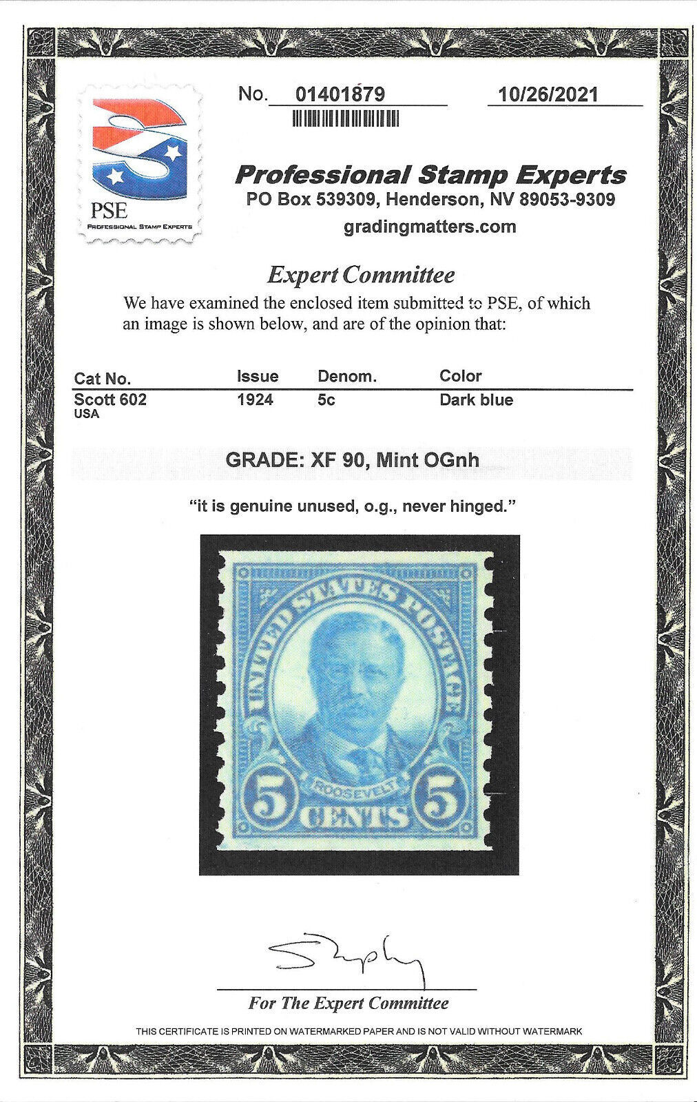 Scott #602 Coil Single PSE GRADED Extra Fine 90 Mint OGnh, 2023 SMQ $45 ...