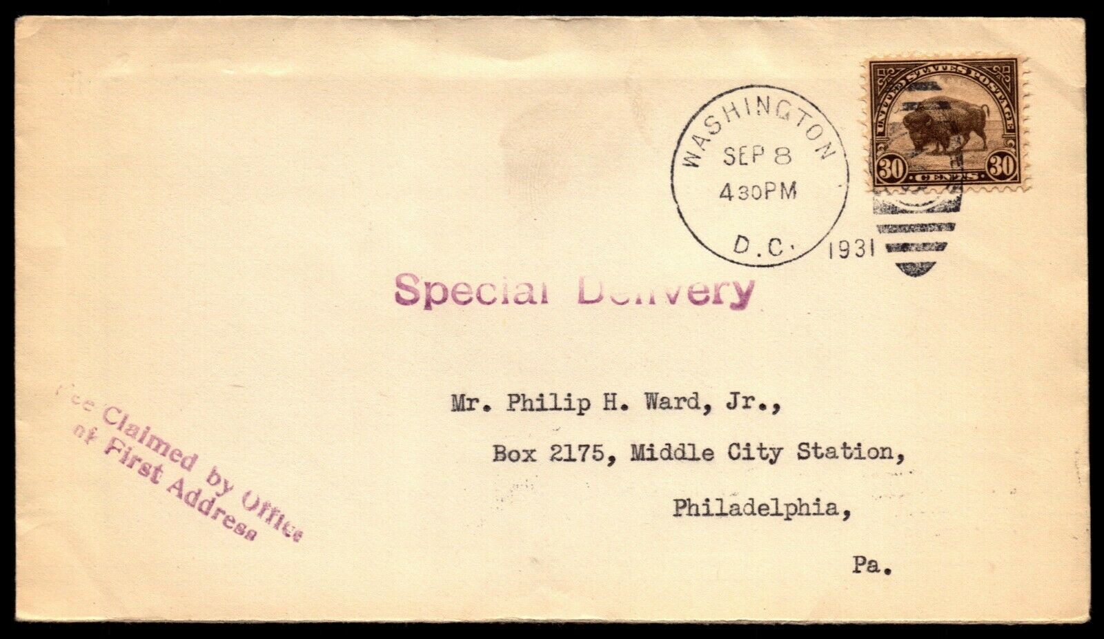 Scott 700 30 Cents Buffalo Ward FDC Typed Address SCV $300.00 | United ...