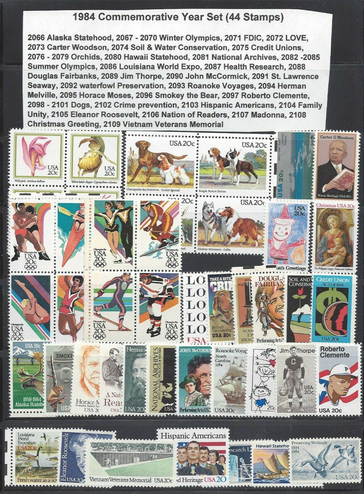 1984 Commemorative Year Set of 44 MNH Stamps | United States, Stamp ...