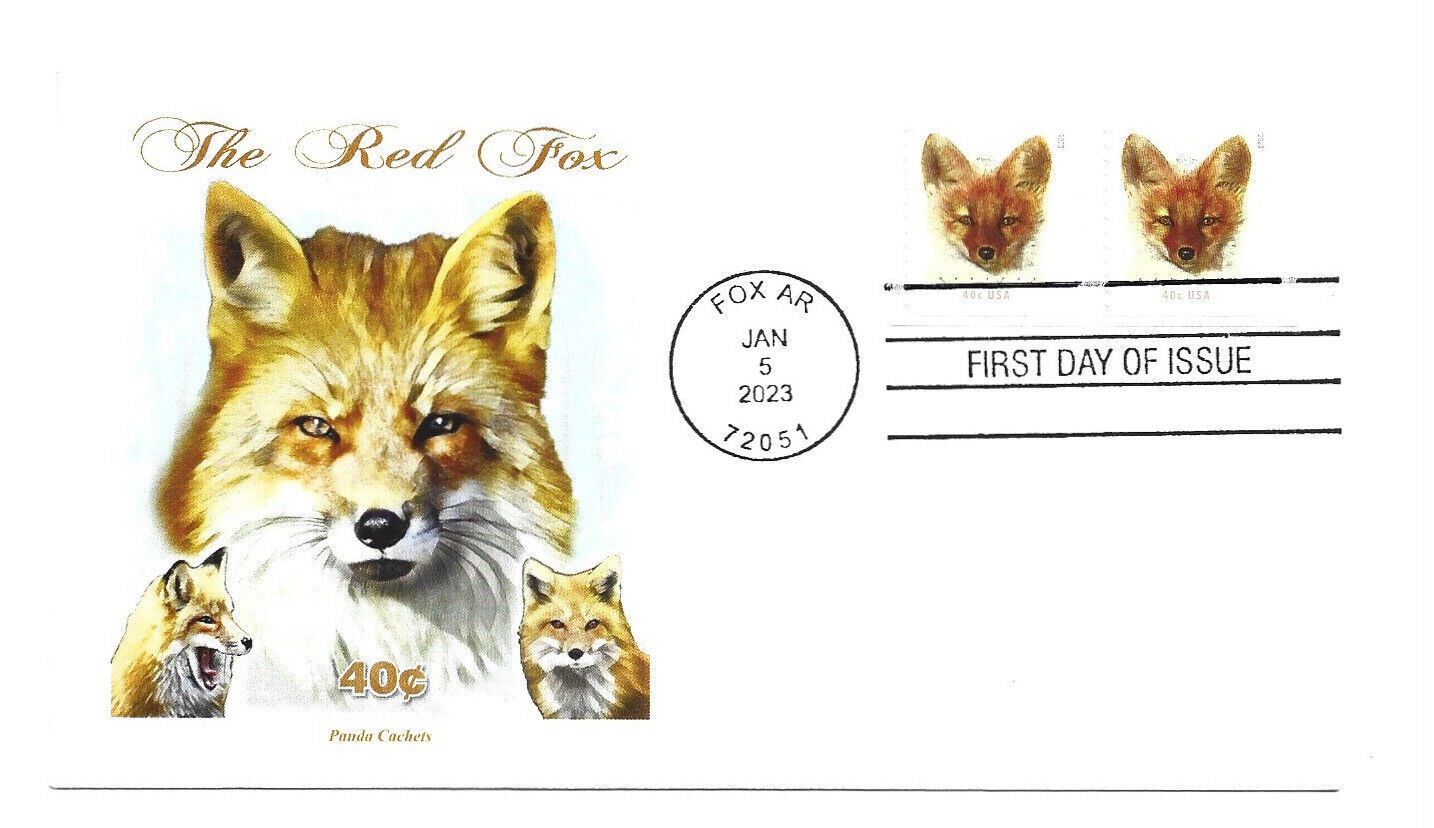 5743 40c Red Fox coil pair with backing paper Panda Cachets FDC ...